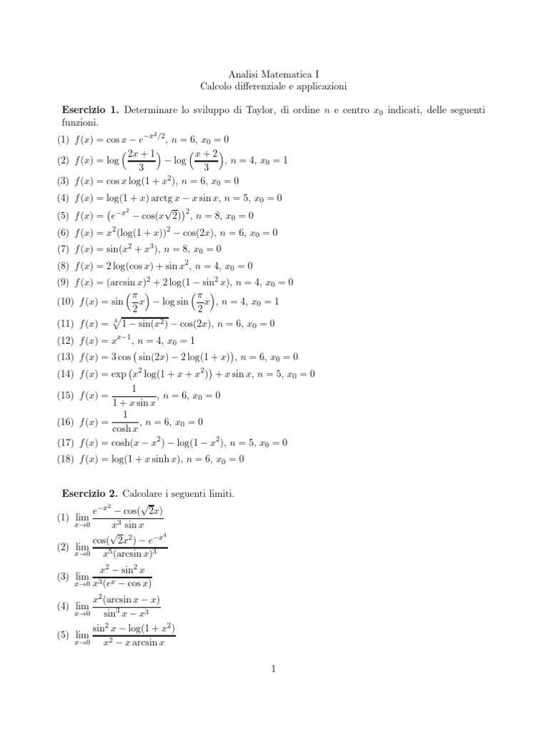 Taylor Series and Limits Exercises | PDF | Complex Analysis | Special Functions