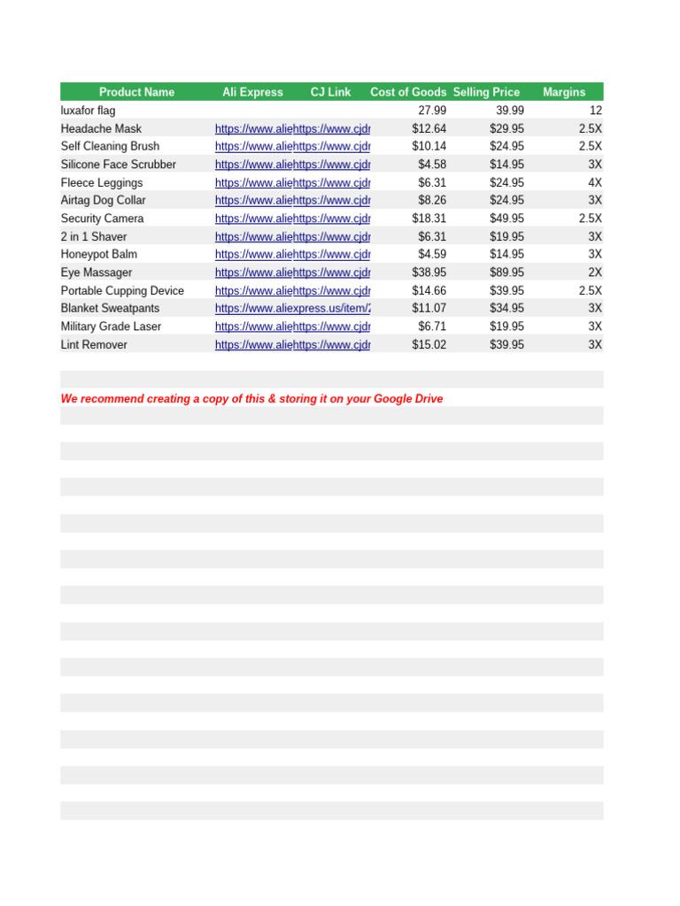 Product Research Template [ECOM MAFIA] (1) | PDF
