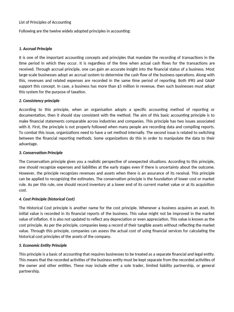 List of Principles of Accounting | PDF | Financial Statement ...