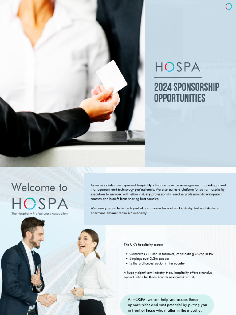 HOSPA Sponsorship Opportunities 2024 | PDF | Brand | Sponsor (Commercial)