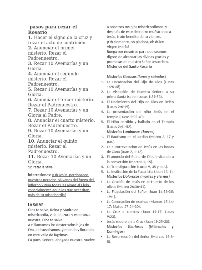 Pasos para Rezar El Rosario | PDF | Rosario | Oración