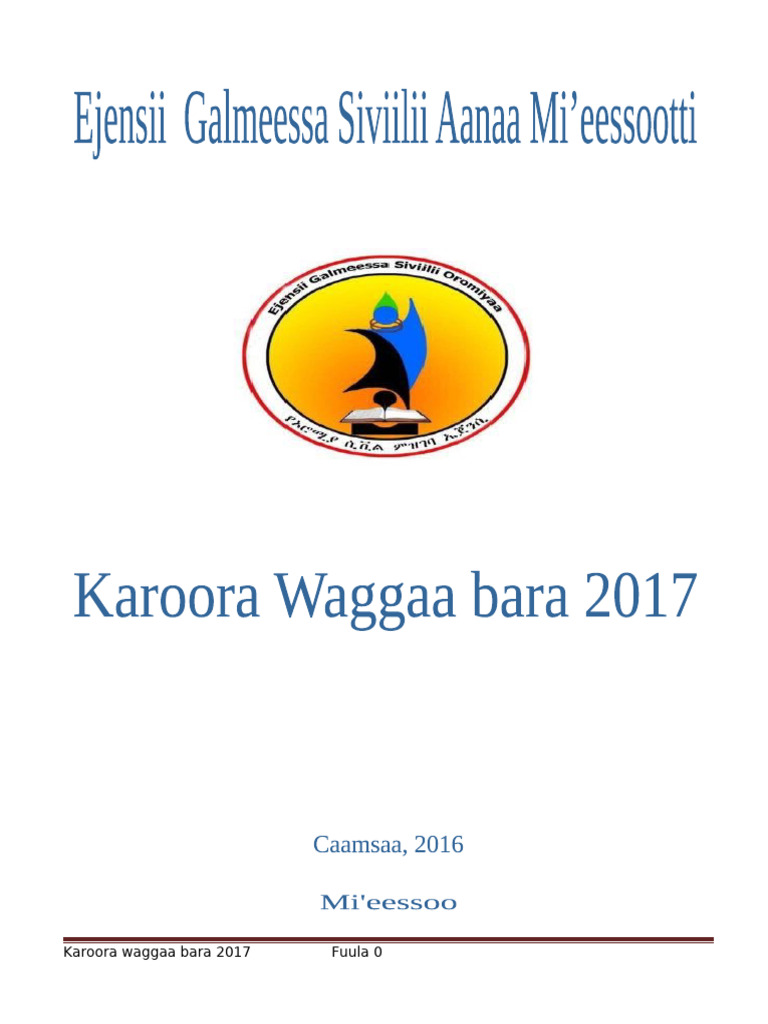 Karoora Waggaa Bara 2017 Kan EGS Aanaa Mi'eessoo | PDF