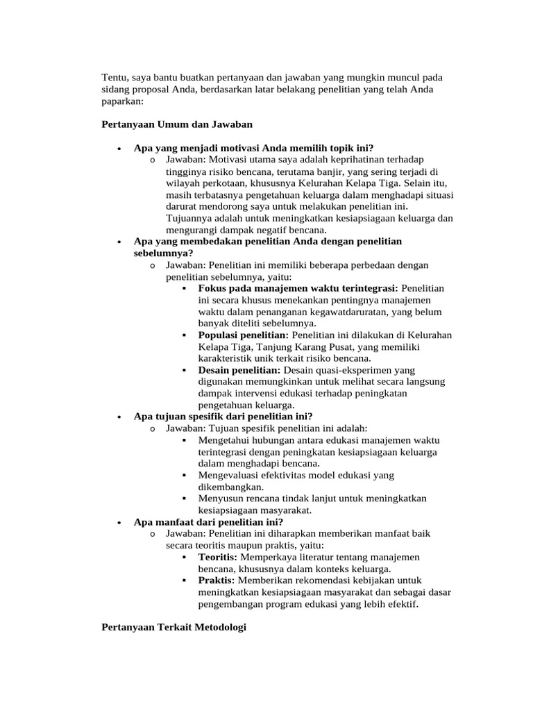 Tanya Jawab Sidang Proposal | PDF