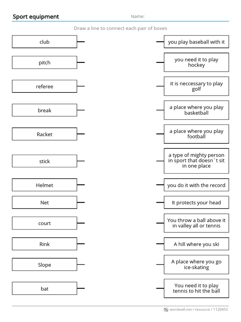 Sport Equipment Connection Game | PDF