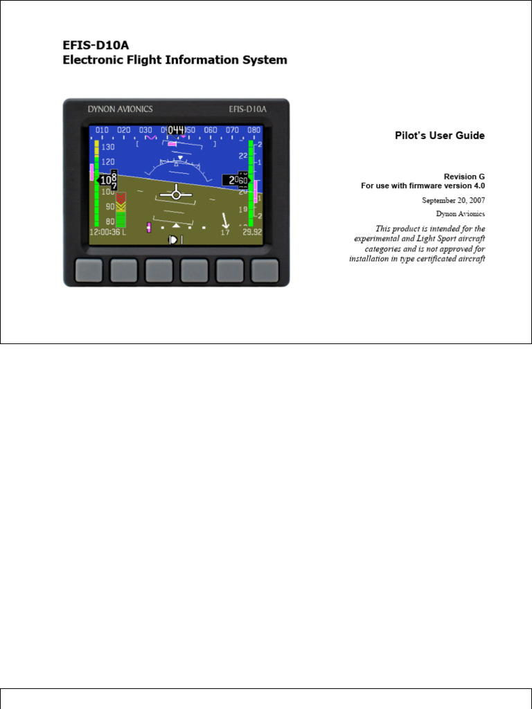 Dynon EFIS-D10A Pilot_s User Guide | PDF | Menu (Computing) | Aviation