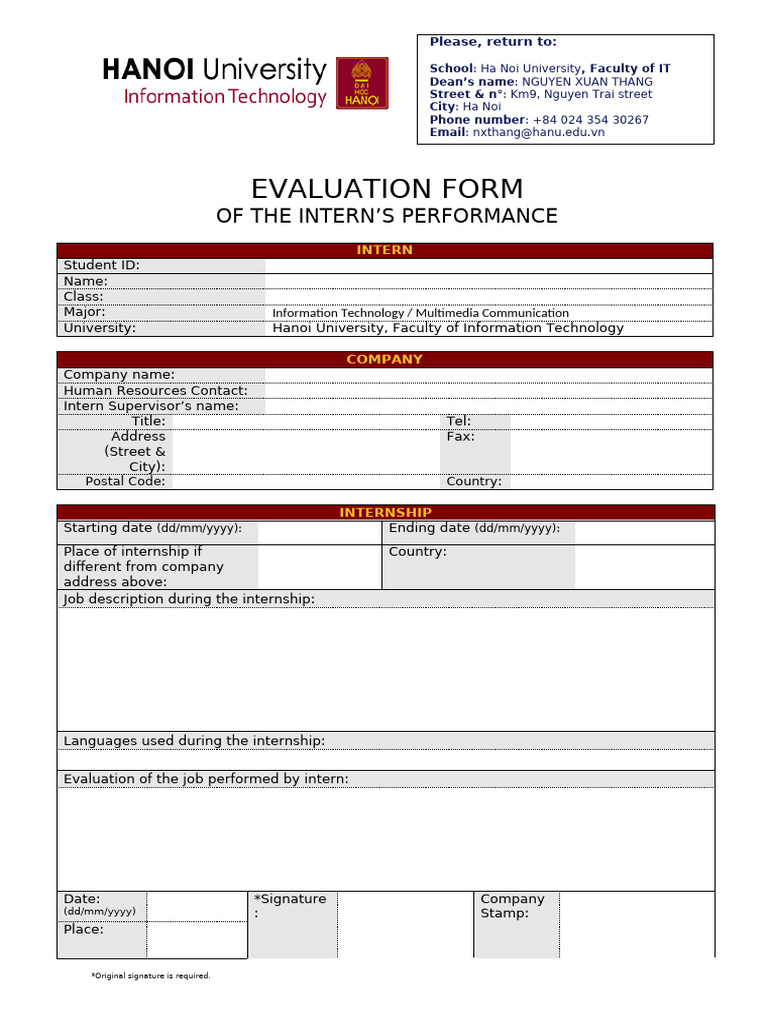 Intern Performance Evaluation Form | PDF | Cognition