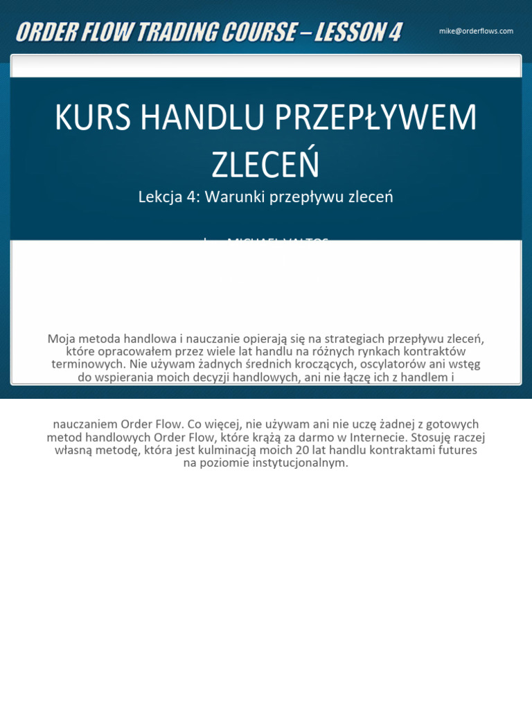 OFTC Lesson 4 - Order Flow Terms PL | PDF