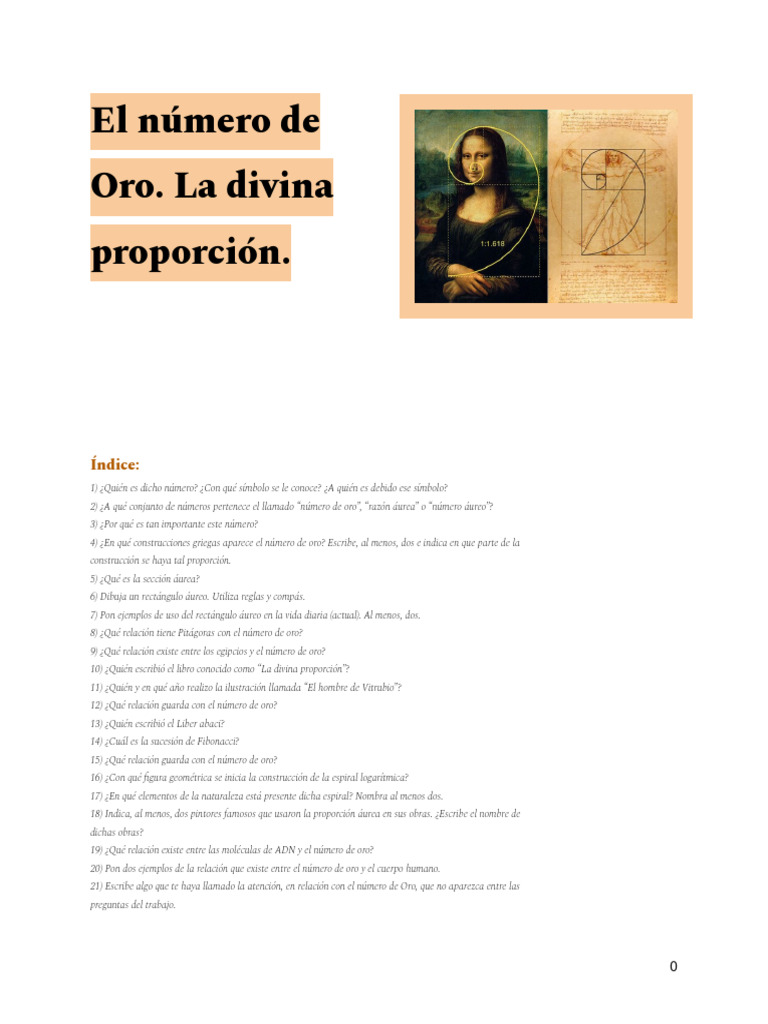 El Número de Oro | PDF | Matemáticas