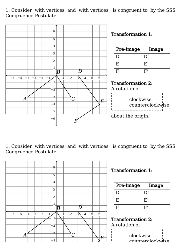 Rigid Motions and Congruent Triangles BW | PDF | Euclidean Geometry ...