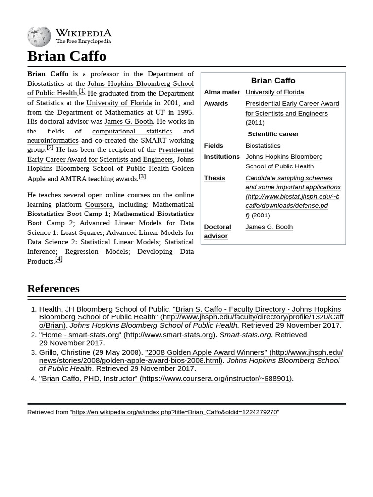 Brian Caffo Pdf Statistics Science