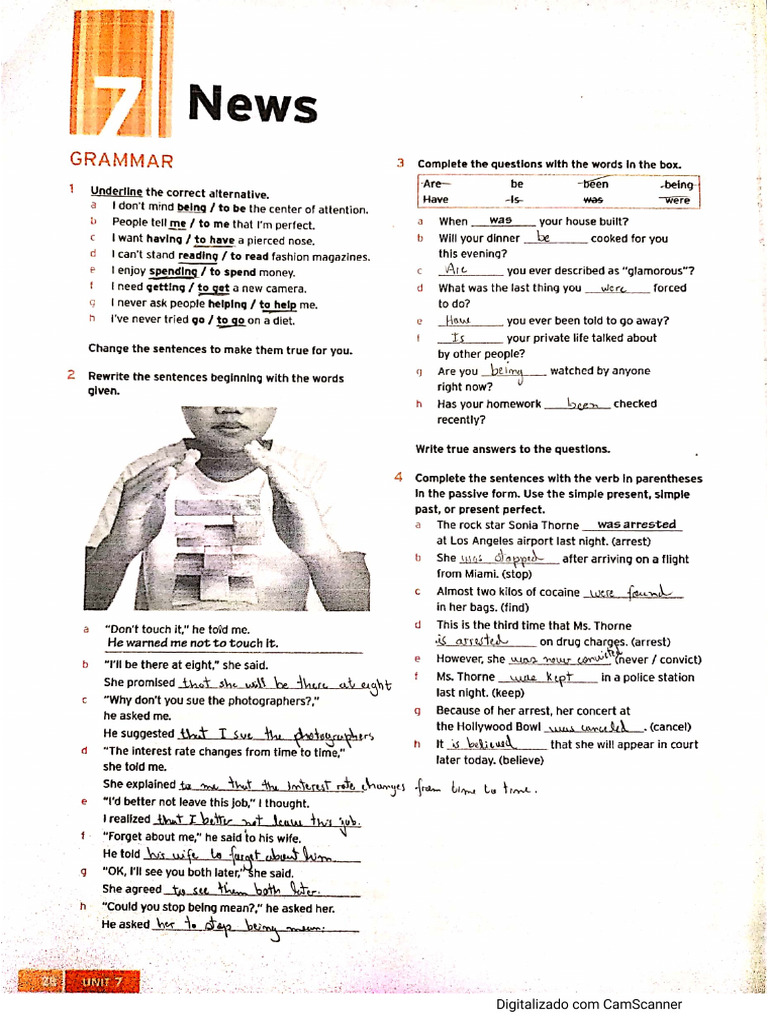 Workbook Unit 7 - News | PDF