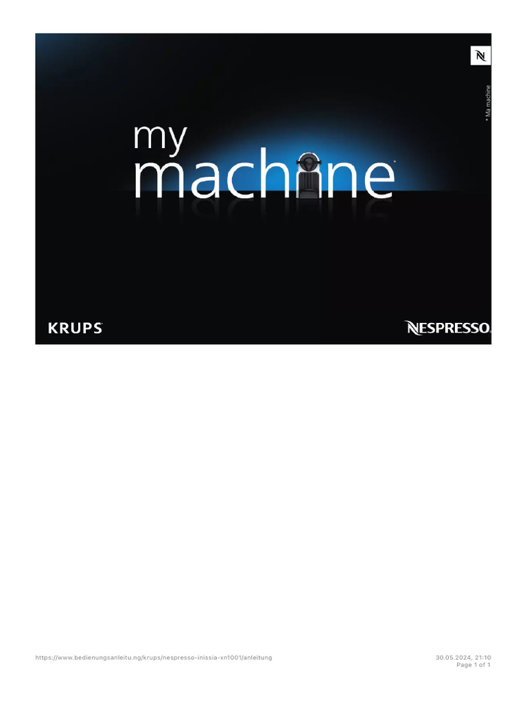 Bedienungsanleitung Krups Nespresso Inissia XN1001 (Deutsch - 64 Seiten) | PDF