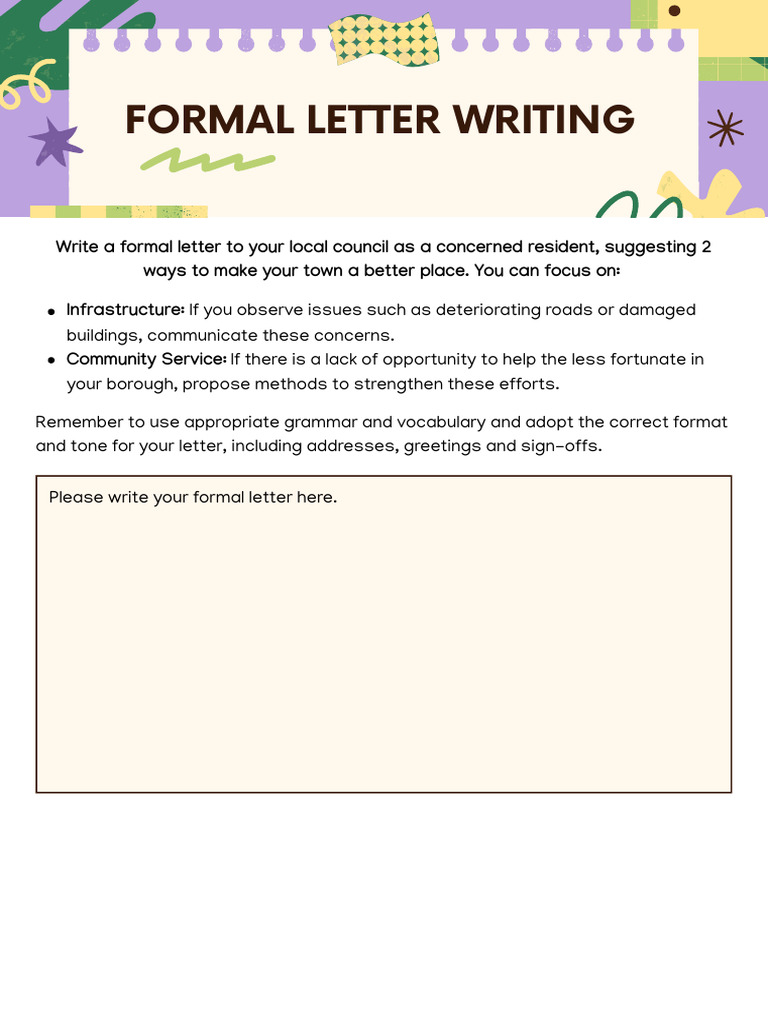 Improve Your Town: Formal Letter Guide | PDF