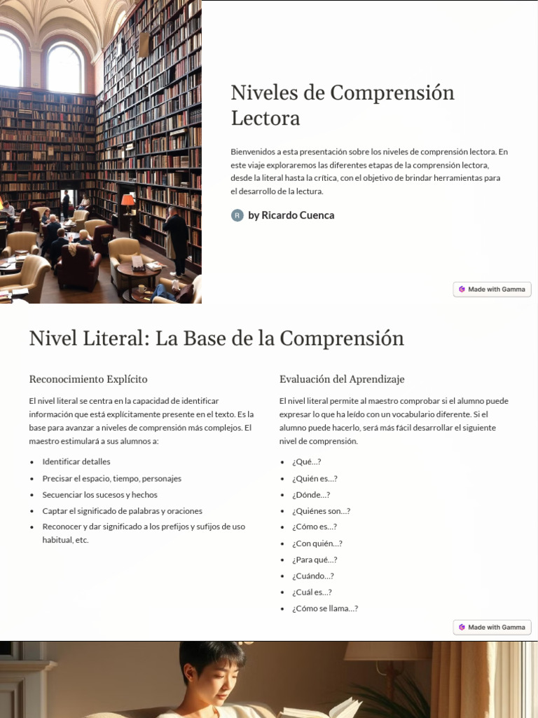 Niveles de Comprension Lectora | PDF | Comprensión lectora | Comunicación humana