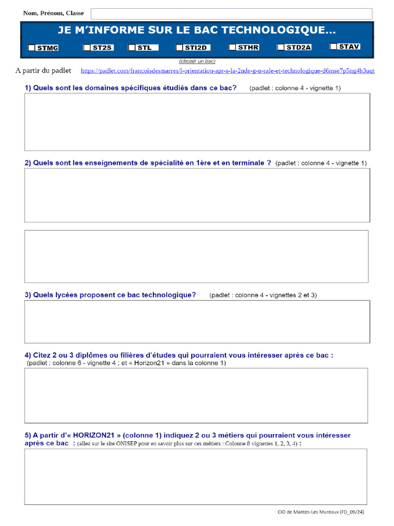 questionnaire bac techno | PDF