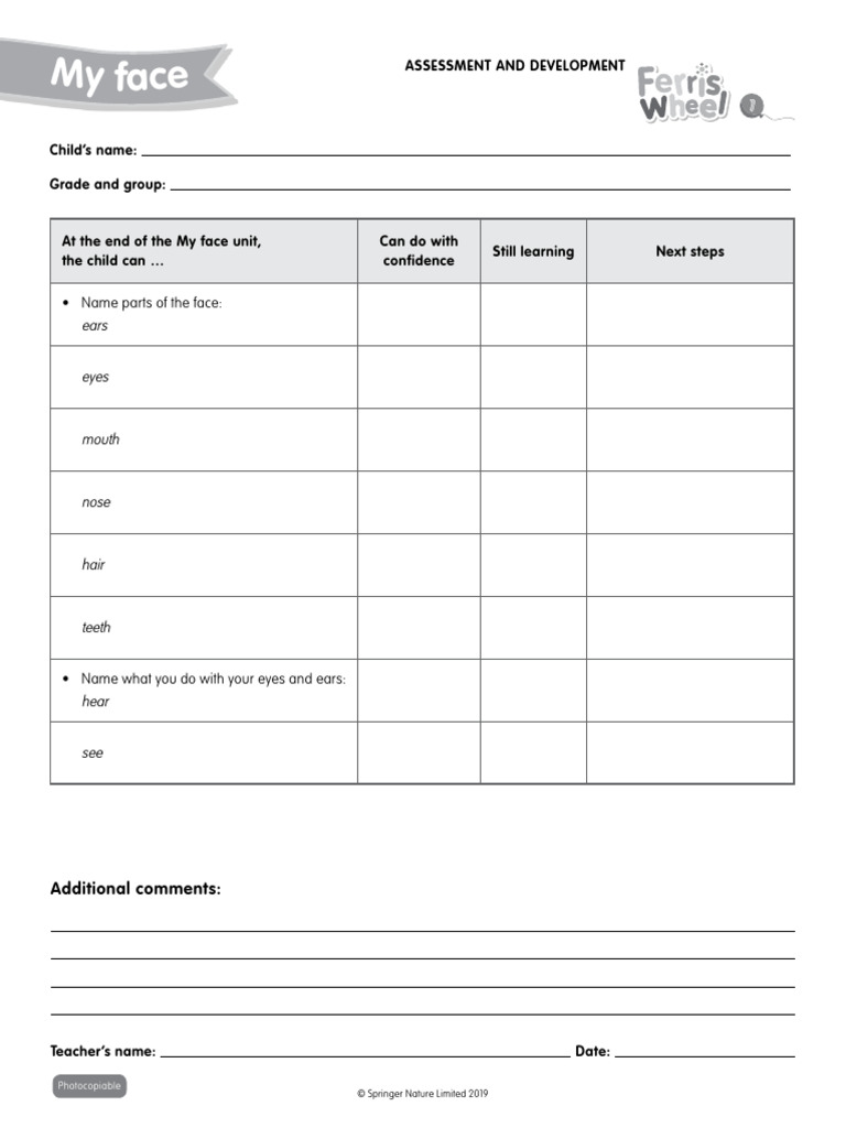 FW1 AssessmentSheet MyFace | PDF
