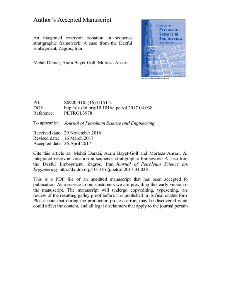 Reservoir Zonation in Dezful Embayment | PDF | Porosity | Petroleum ...