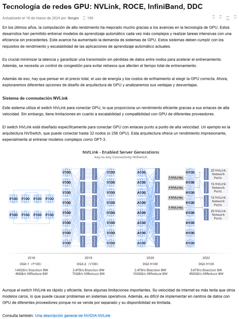 Opciones de Arquitectura de GPU - NVLink InfiniBand RoCE DDC ...