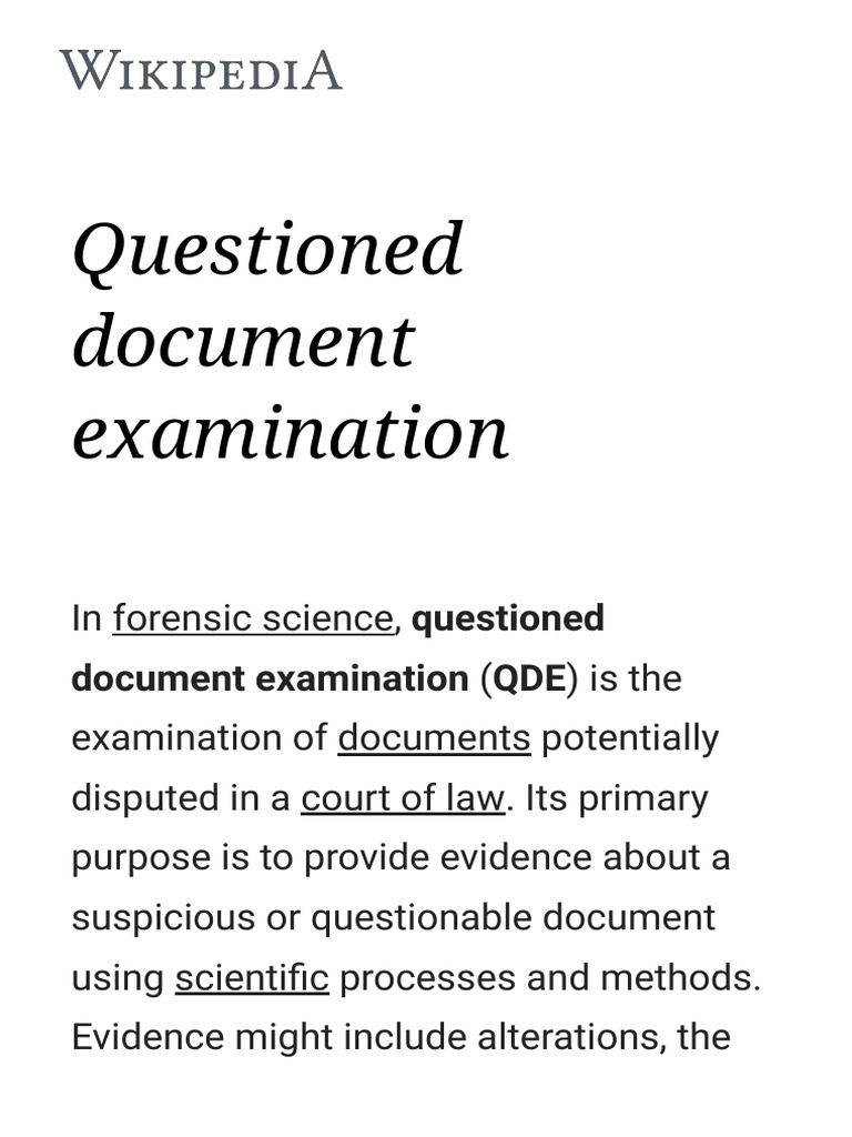 Questioned Document Examination - Wikipedia | PDF