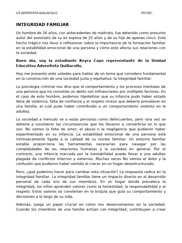 Discurso de Oratoria 24-1 - 073843 | PDF | Adultos | Sociedad