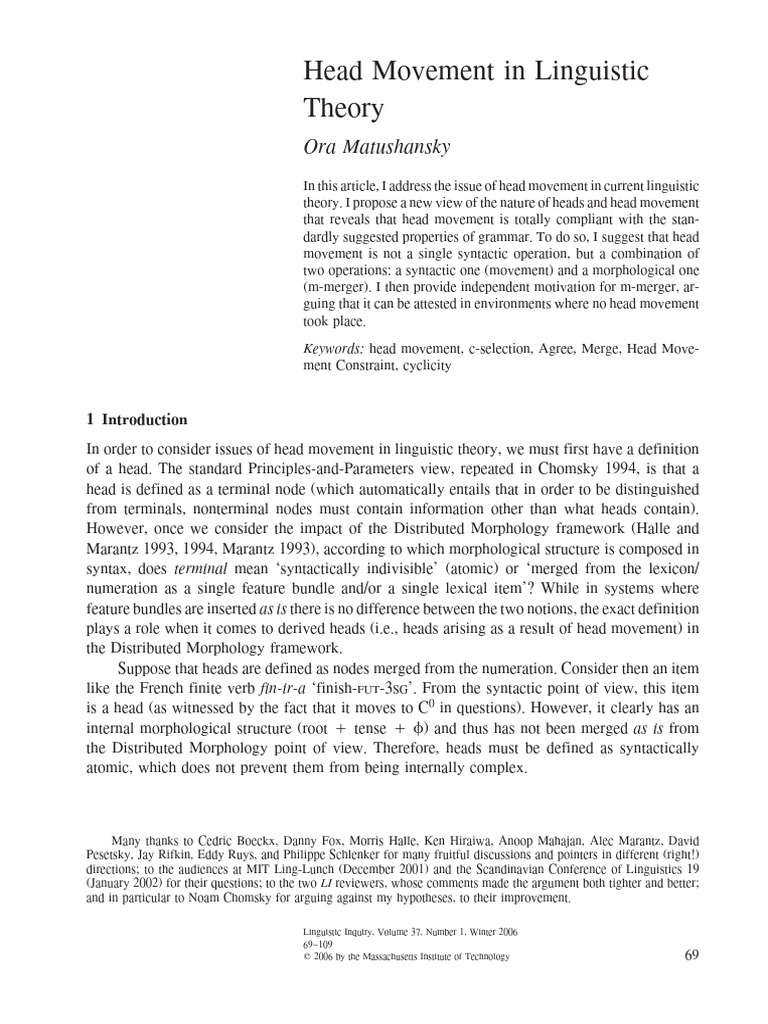 head movement | PDF | Lexical Semantics | Syntax