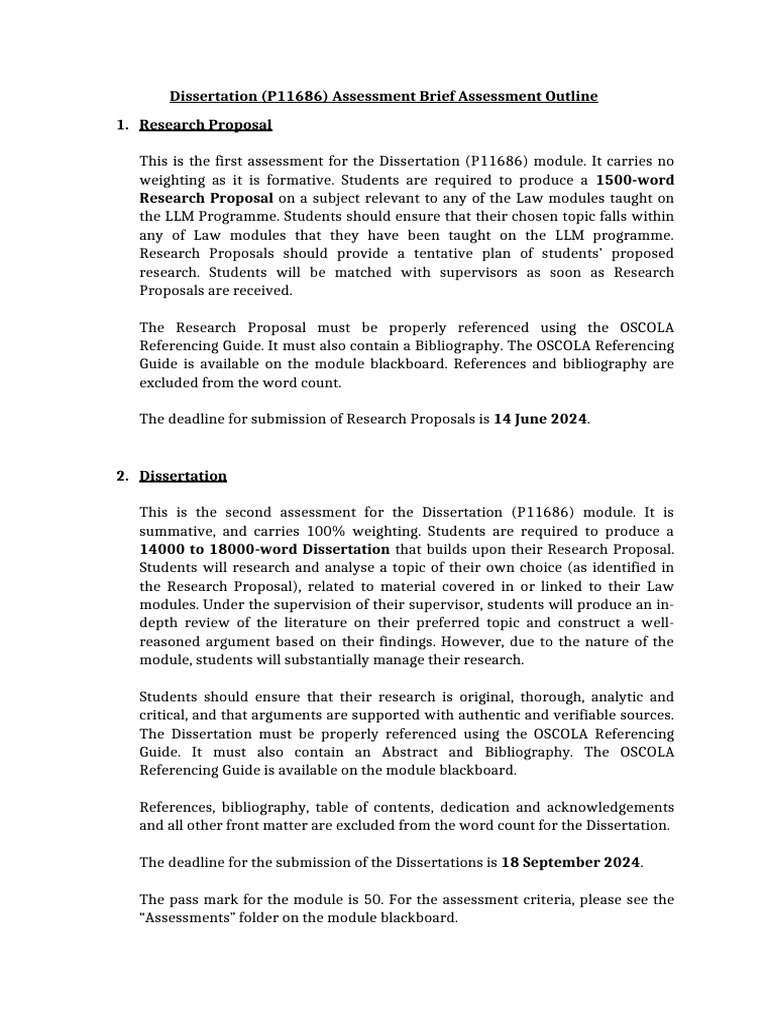 Dissertation Module (Assessment Brief) | PDF