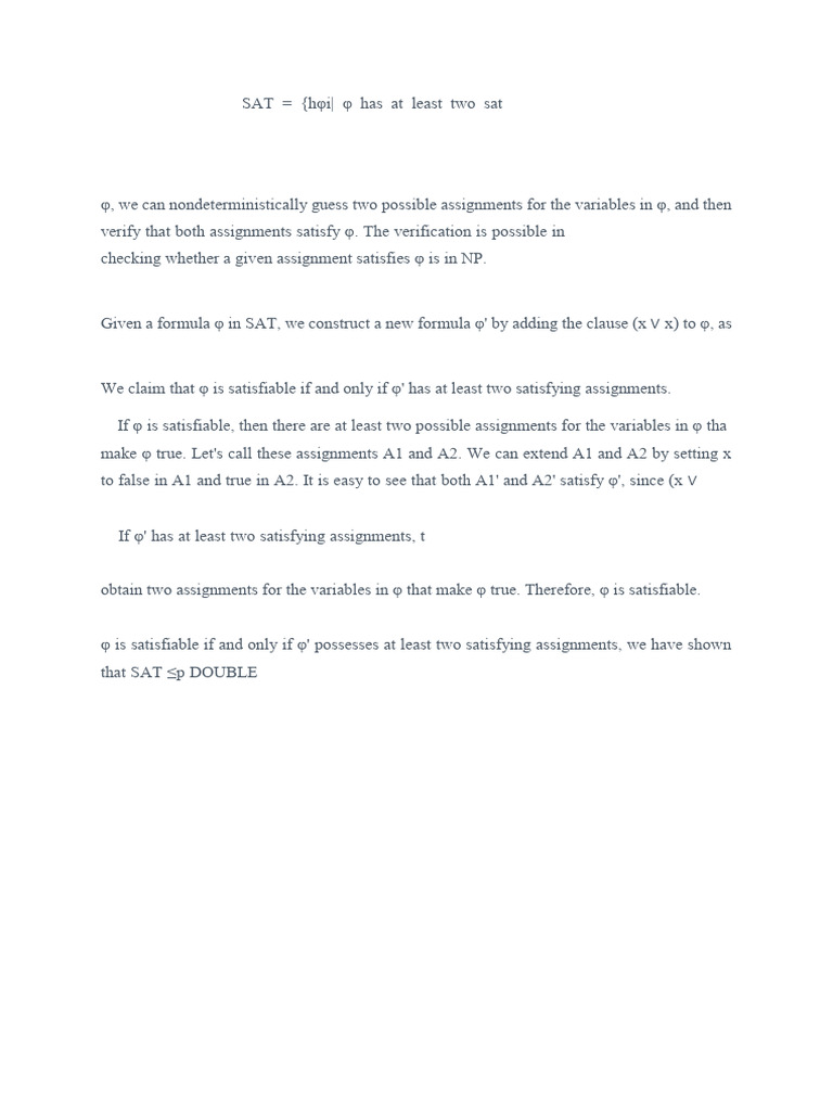 DOUBLE-SAT is NP-Complete Proof | PDF