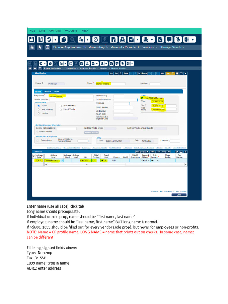 Creating New Vendor - Costpoint | PDF