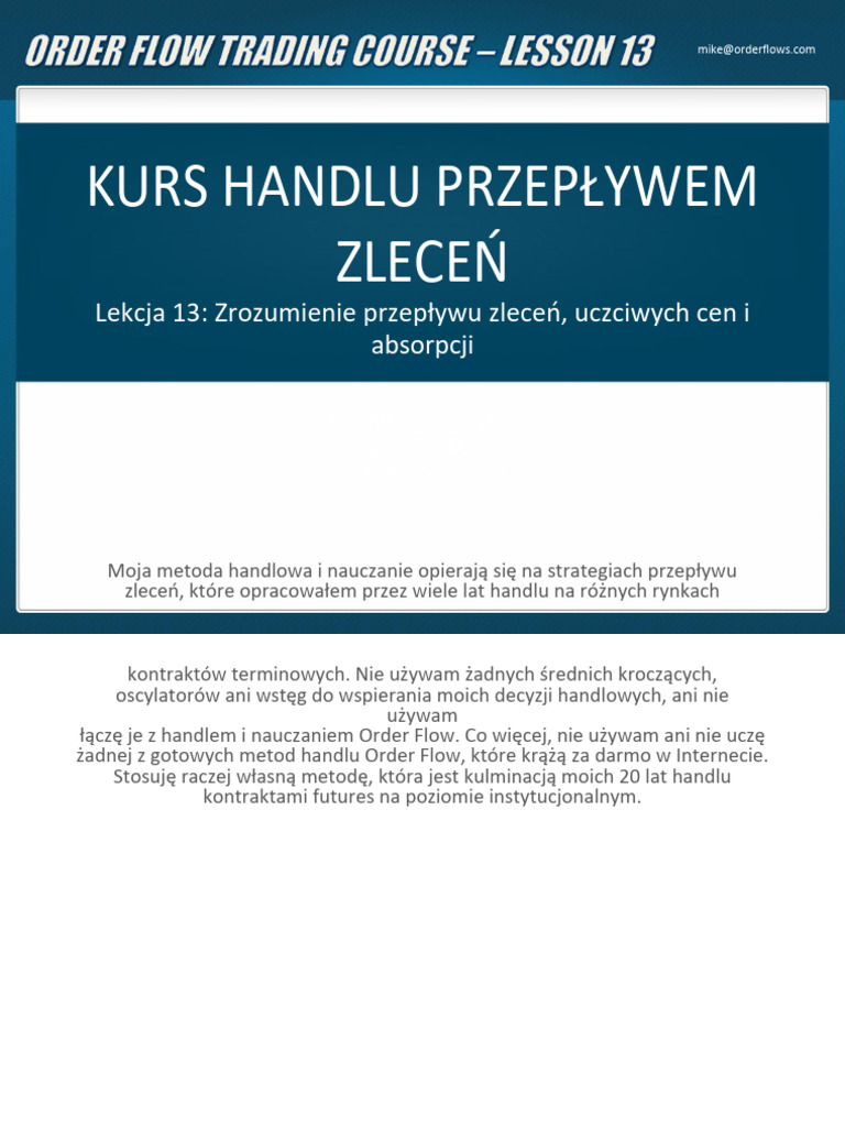 OFTC Lesson 13 - Understanding Order Flow Fair Prices & Absorption PL | PDF