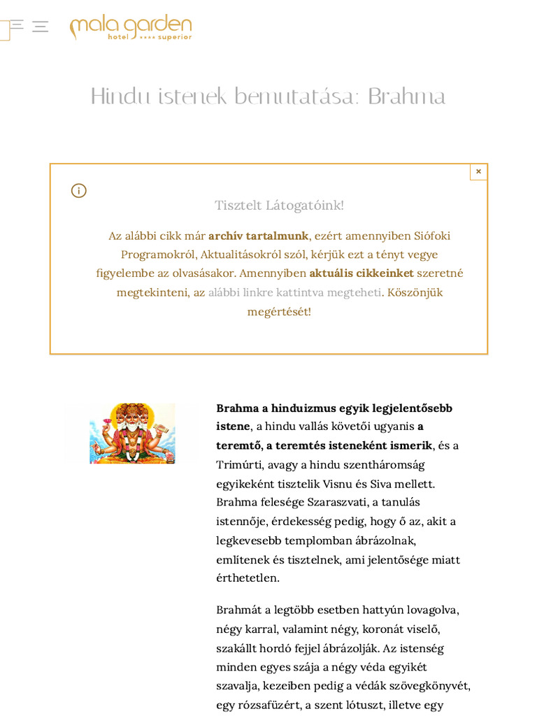 Hindu istenek bemutatása_ Brahma - Mala Garden Mala Garden____ Hotel ...