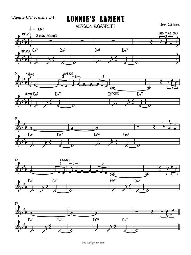 Kenny Garrett Lonnies Lament Version Ut BB Eb 1 | PDF