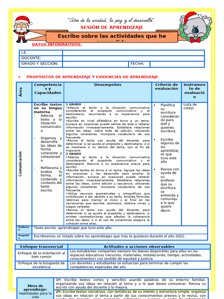 Actividades de Escritura para Estudiantes | PDF | Comunicación ...