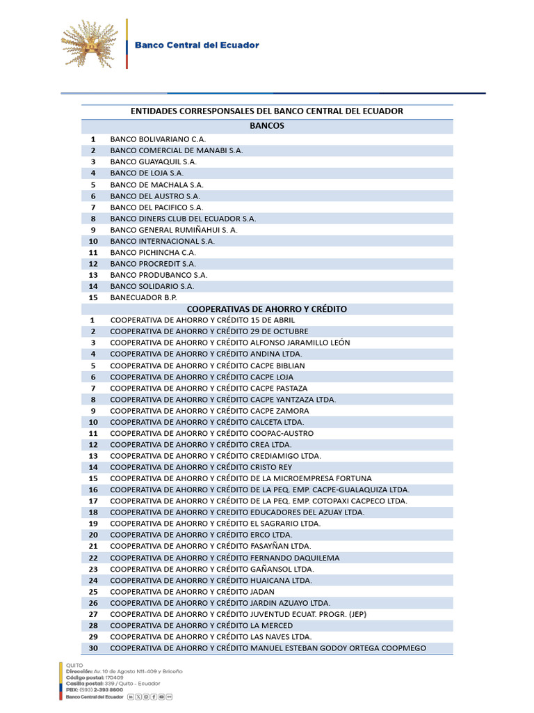 Corresponsales BCE | PDF