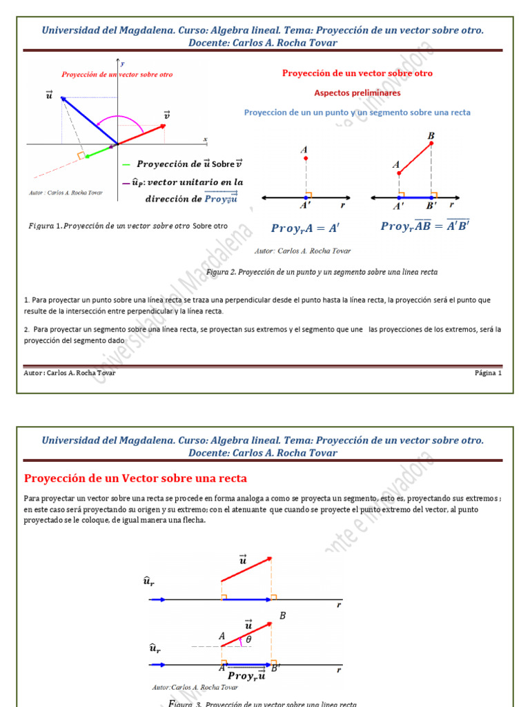 Proyección de Un Vector Sobre Otro. V.4 | PDF | Vector Euclidiano ...