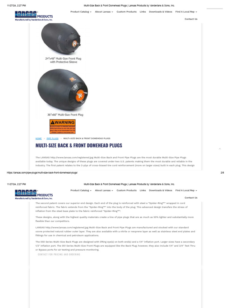 Multi-Size Back & Front Domehead Plugs - Lansas Products by Vanderlans ...