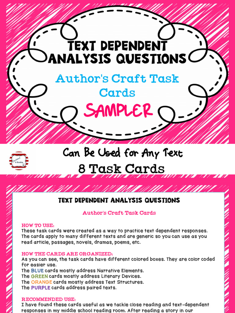 Text Dependent Analysis Task Cards | PDF | Narrative | Irony