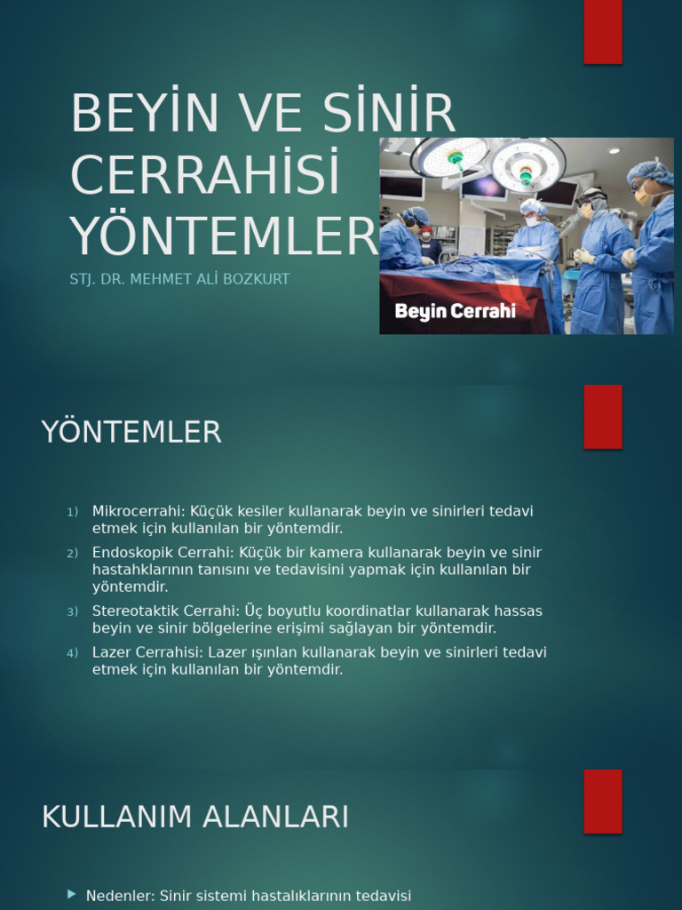 Beyin Ve Sinir Cerrahisi Yöntemleri | PDF