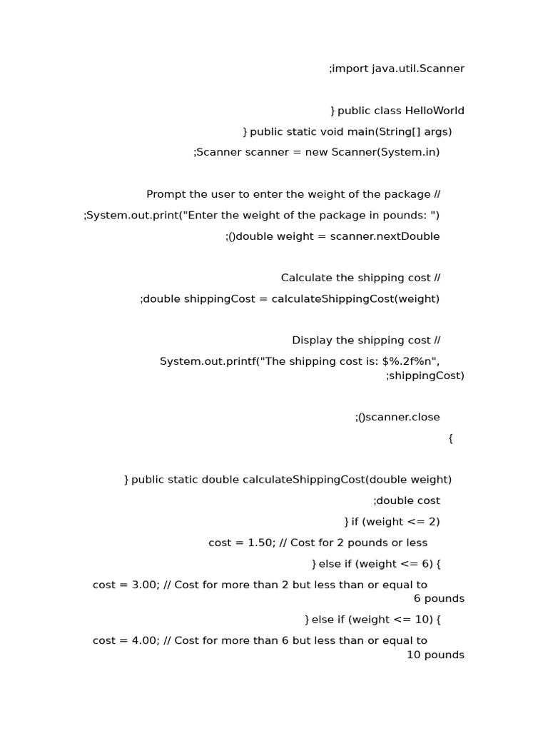 Java Shipping Cost Calculator | PDF