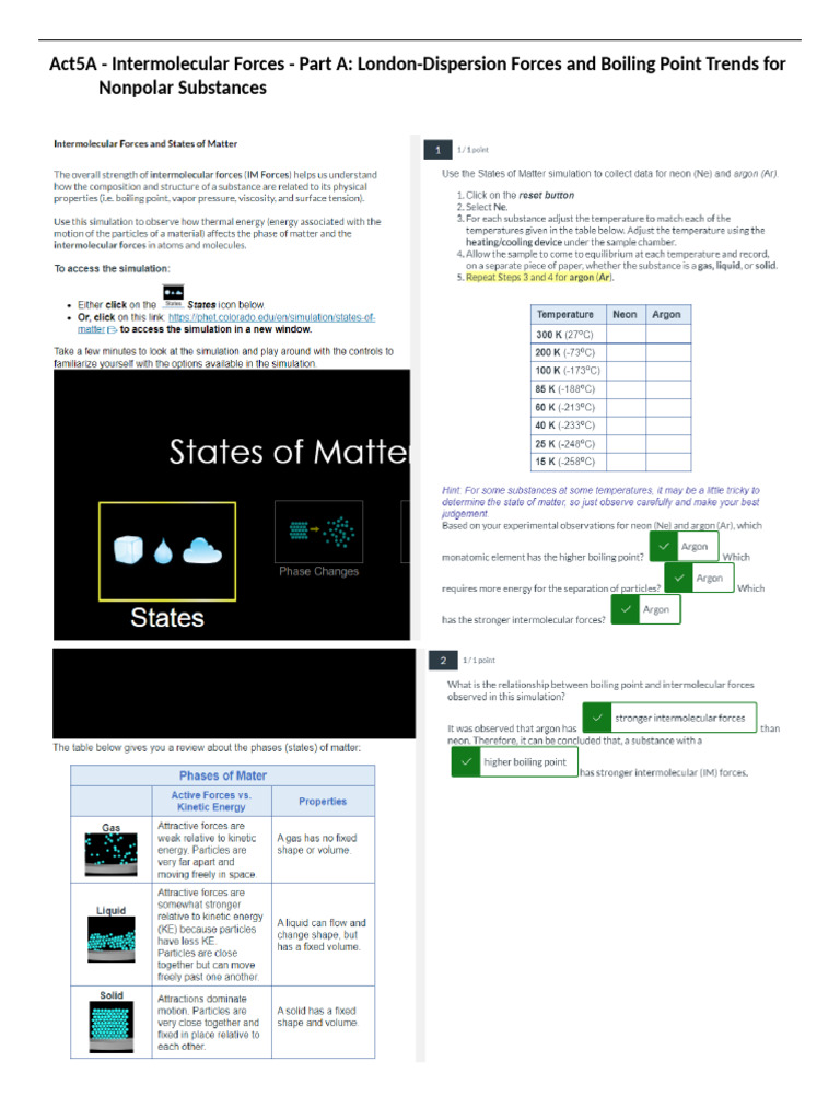 Act5A Intermolecular Forces Part A London Dispersion Forces and Boiling ...