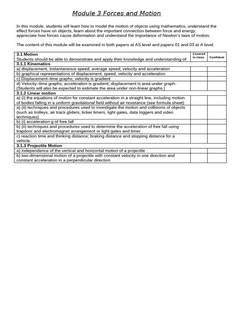 Module 3 - Forces and Motion For End of Term Test | PDF