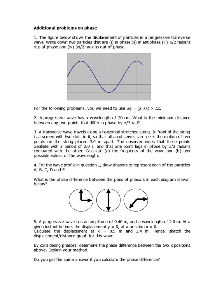 Additional Problems On Phase | PDF | Waves | Phase (Waves)