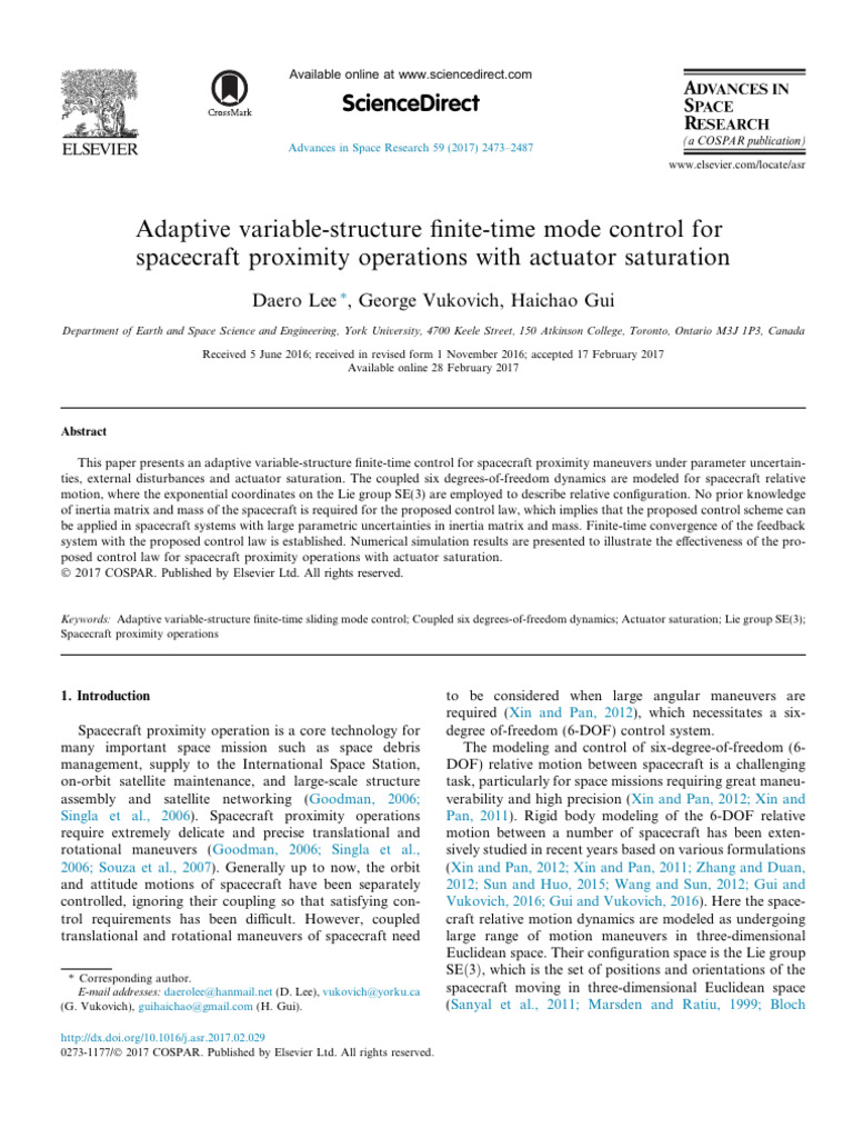 Adaptive Variable Structure Finite Time Mode Control For Spacecraft
