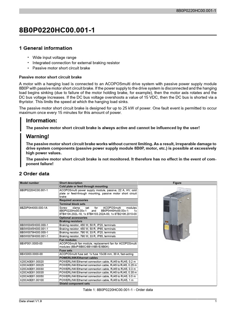 8B0P0220HC00.001-1 Datasheet | PDF | Mains Electricity | Power Supply