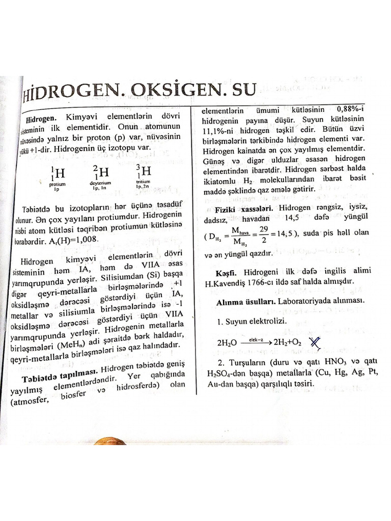 Hidrogen, Oksigen, Su | PDF
