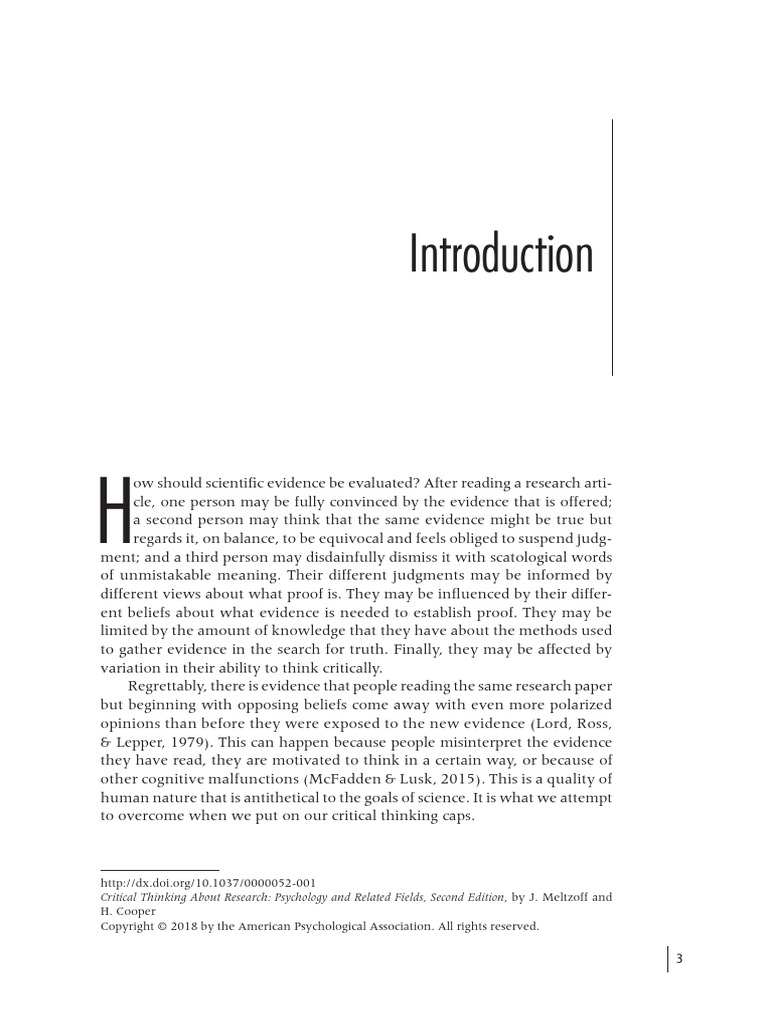 Critical Thinking Research Intro Sample | PDF | Critical Thinking ...