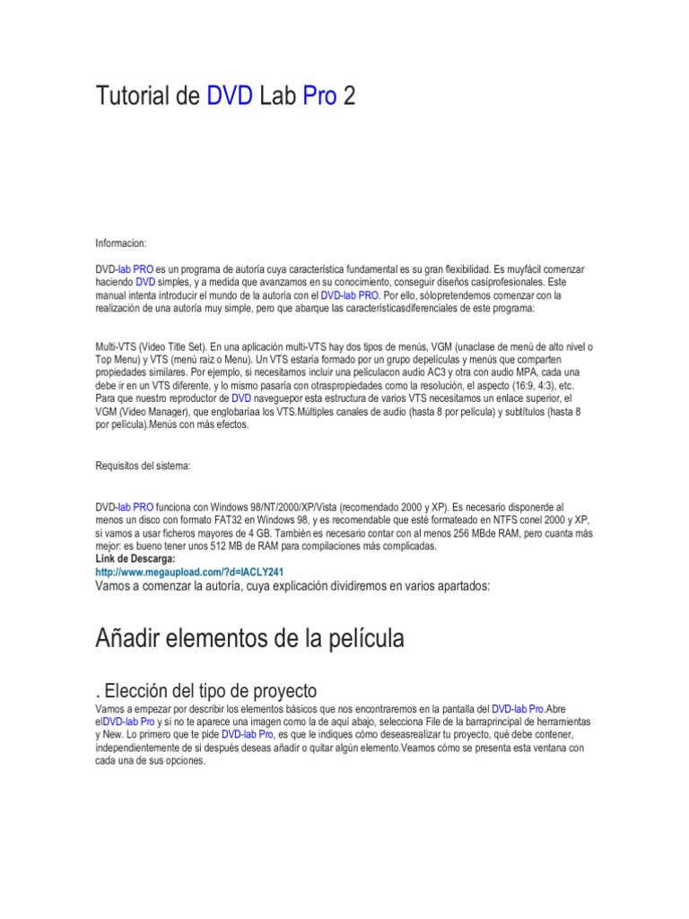 Tutorial de DVD Lab Pro | PDF | Point and Click | Ventana (informática)