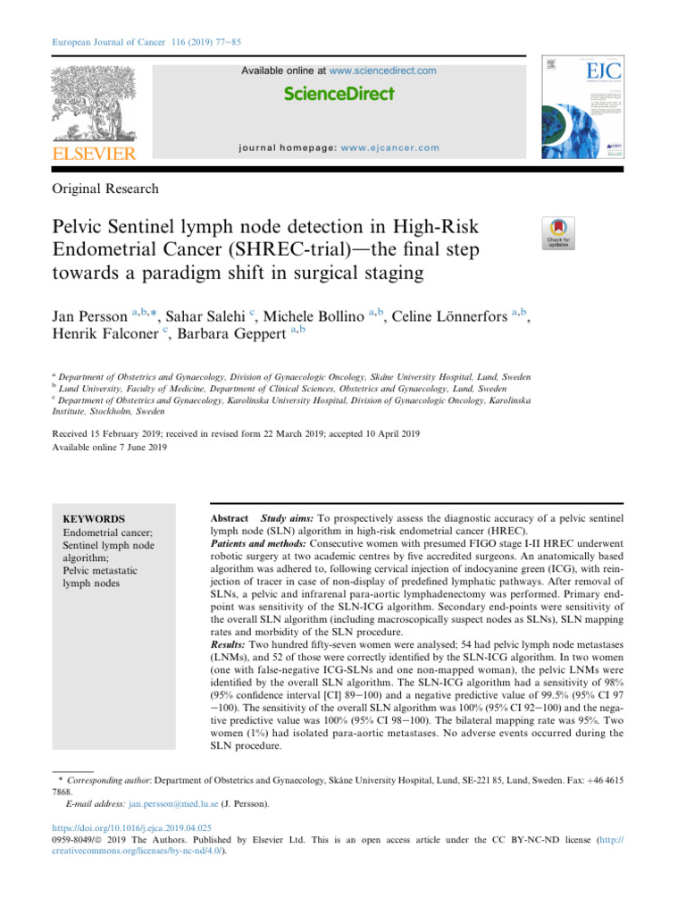 SHREC Trial: SLN Mapping in Uterine Cancer | PDF | Metastasis | Medicine