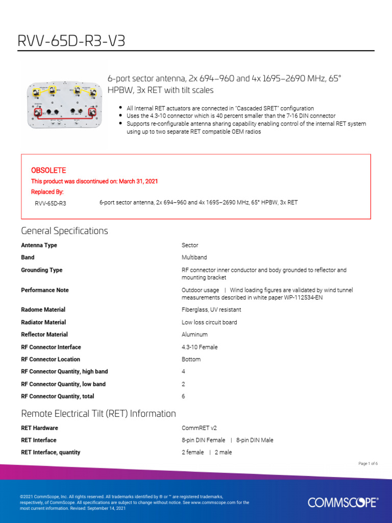 RVV-65D-R3-V3 Product specifications (Comprehensive) | PDF | Antenna ...