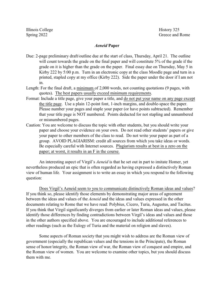Rome Virgil Major Paper 4 22 | PDF | Ancient Rome | Aeneid