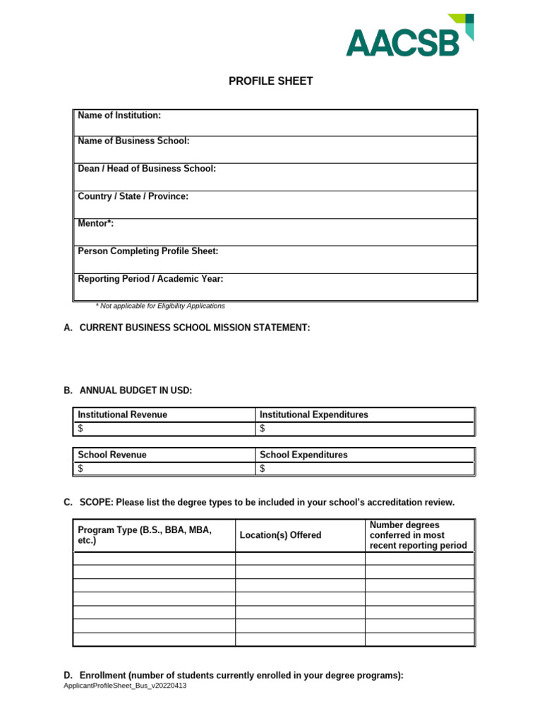 Business School Profile Overview | PDF